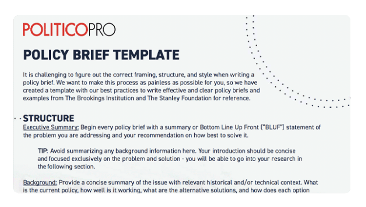 Policy Brief Template POLITICO Pro